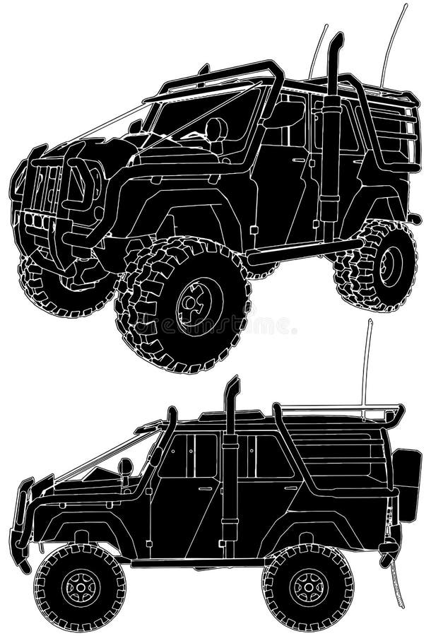 Jeep Offroad Car Vector 04 stock vector. Illustration of silhouette ...