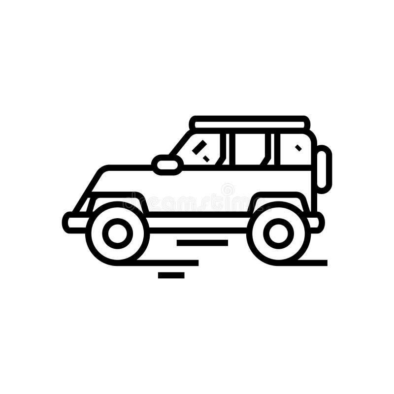 Jeep Testing Line Icon, Concept Sign, Outline Vector Illustration ... Jeep Testing Line Icon, Concept Sign, Outline Vector Illustration ...