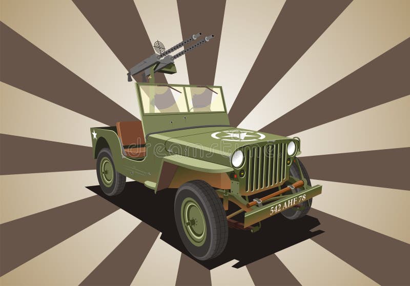 World war two army jeep. stock vector. Illustration of military - 14425013
