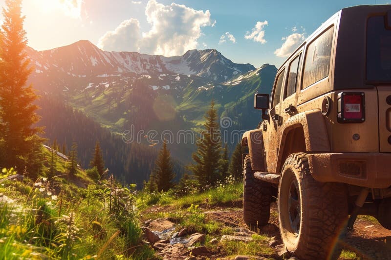 Jeeping in the Mountains Close Up Stock Illustration - Illustration of ...