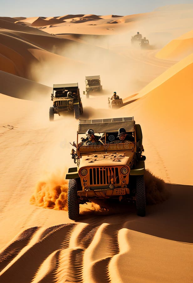 Jeeps Drive through the Desert. AI Generated Stock Illustration ...