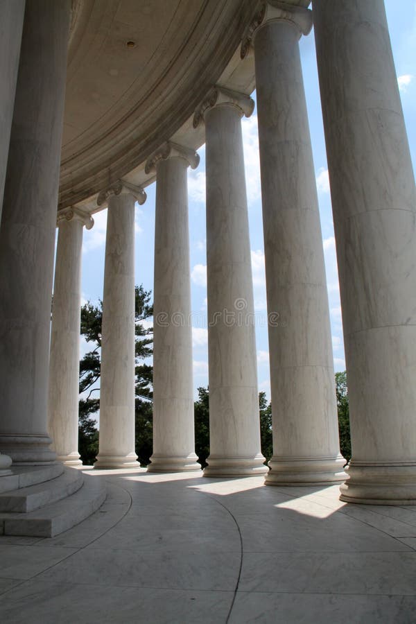 Jefferson Memorial Columns with Blue Sky Background Stock Image - Image ...