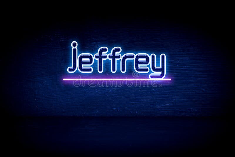 Jeffrey - Blue Neon Announcement Signboard Stock Image - Image of night ...