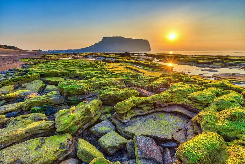 Sunrise At Jeju Do Seongsan Ilchulbong Jeju Island South Korea Stock