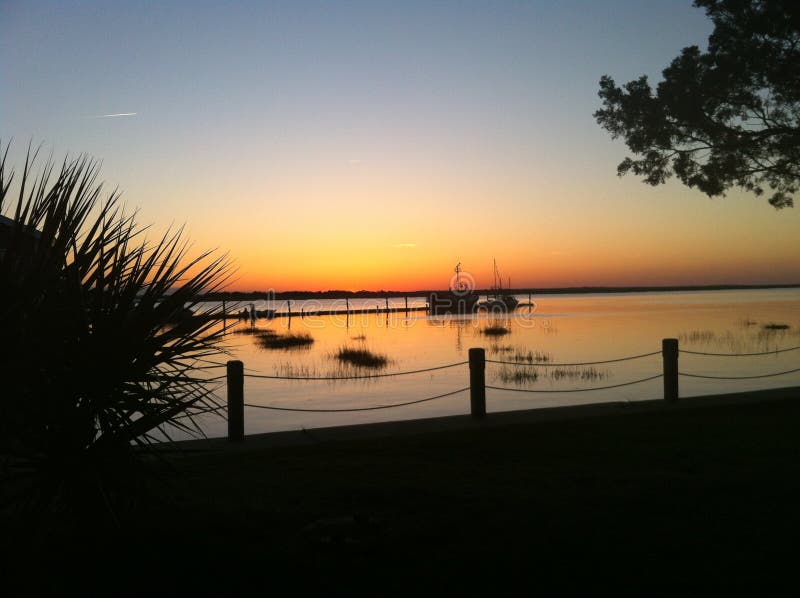 Jekyll Island Sunset stock image. Image of pier, jekyll - 46895591