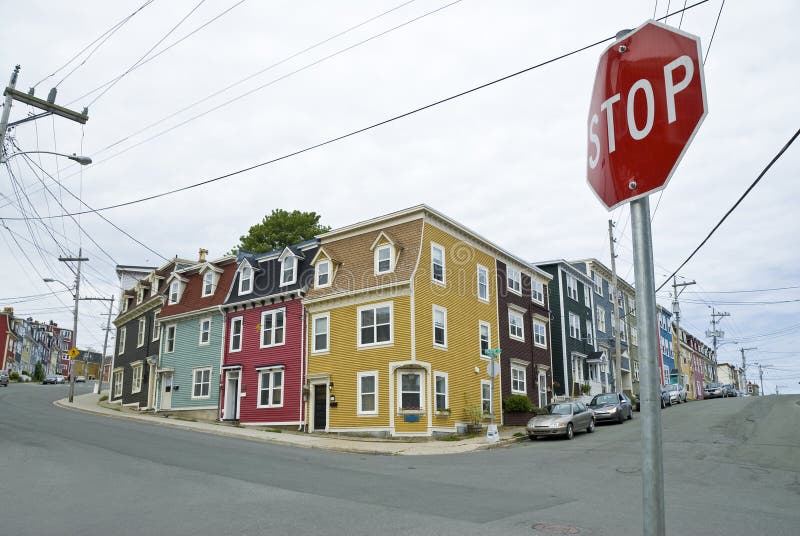 Jelly Bean Row Houses, St. John S Stock Image - Image of bean, pavement ...