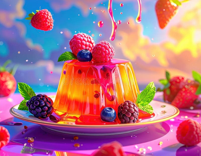 Jelly Berries Flying Air stock photo. Image of composition - 382873858