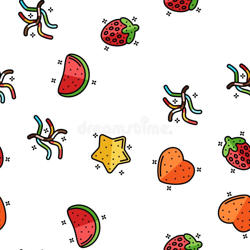 Jelly Candy Gummy Bear Fruit Gum Vector Seamless Pattern Stock Vector ...