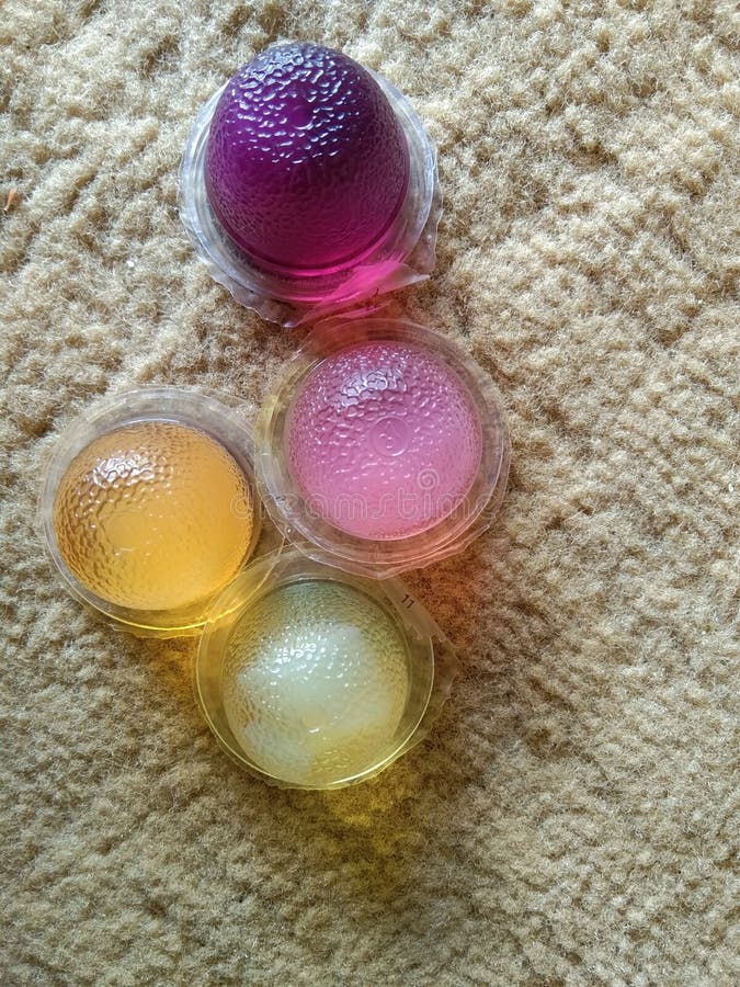 Jelly Caps of Various Flavors with Nata De Coco Filling Inside Stock ...