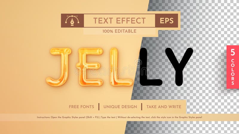 5 Jelly Editable Text Effects, Graphic Styles. Vector Mockup and ...