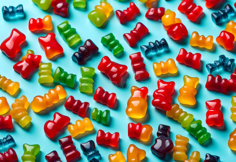 Jelly Gummy Bear Set, Vector Colored Cartoon Kids Candy, Cute Cherry ...