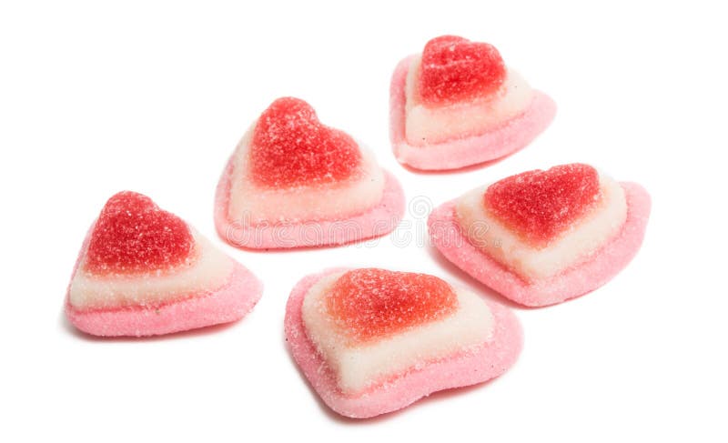 Jelly hearts isolated stock image. Image of food, delicious - 134582387
