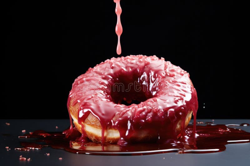 Jelly Oozing Out from a Punctured Donut Stock Image - Image of ...