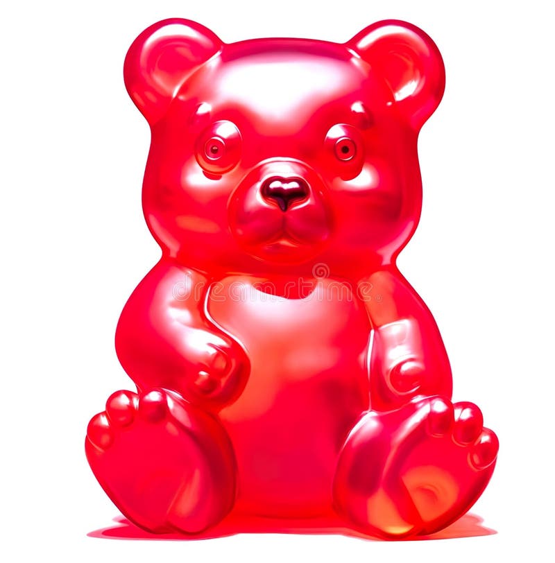 A Jelly Red Bear with a Red Nose and Feet on the Front with White ...