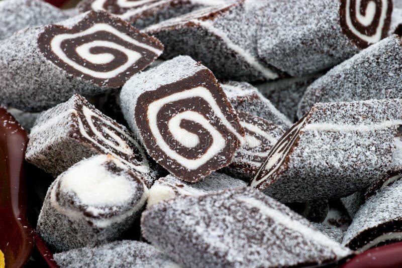 Jelly Rolls Covered with Coconut Stock Image - Image of dessert ...