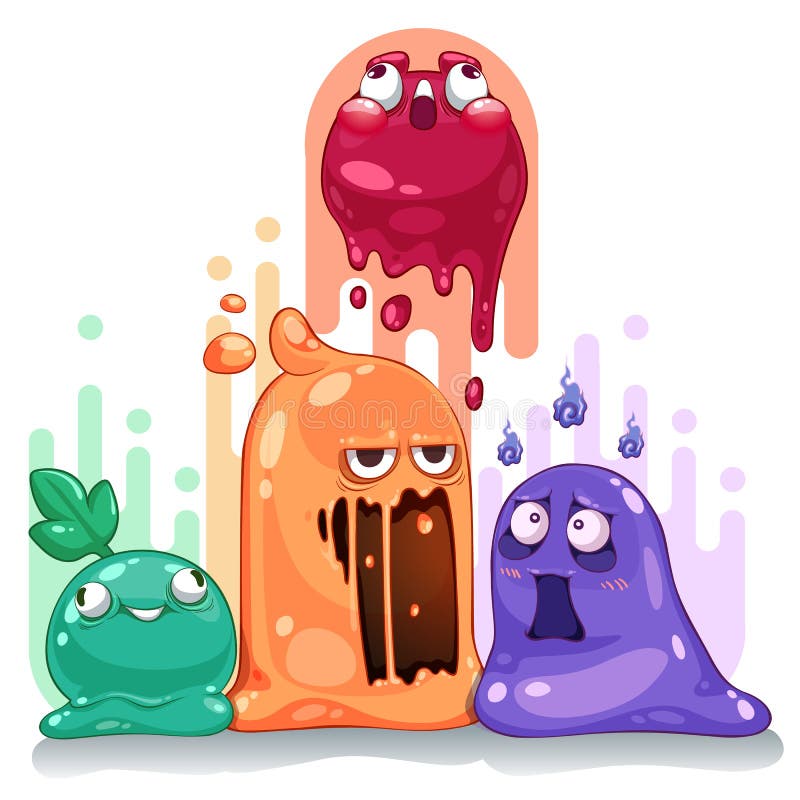 Jelly Slime Monster Creatures Group Set Stock Vector - Illustration of ...