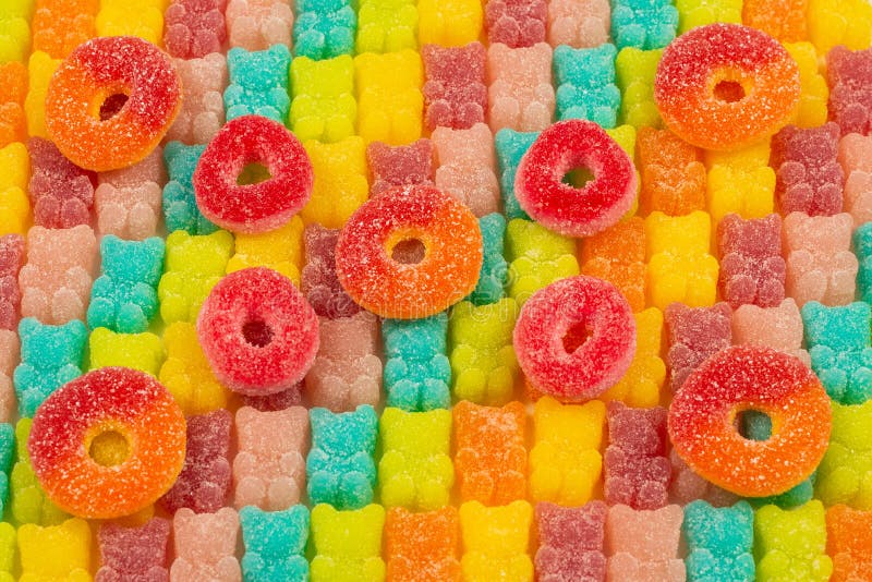 Jelly Sweats Bears Rainbow Pattern. Top View Stock Photo - Image of ...