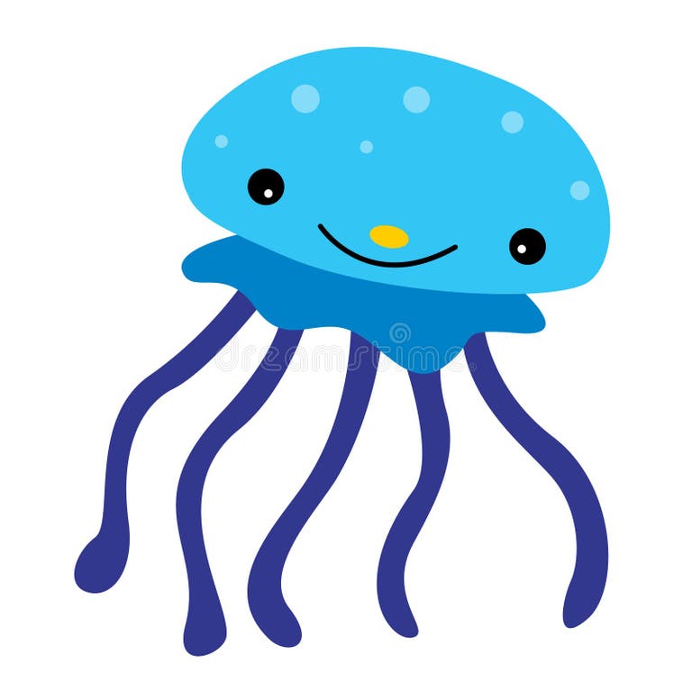 Cute Blue Little Jellyfish Cartoon Stock Illustrations – 324 Cute Blue ...