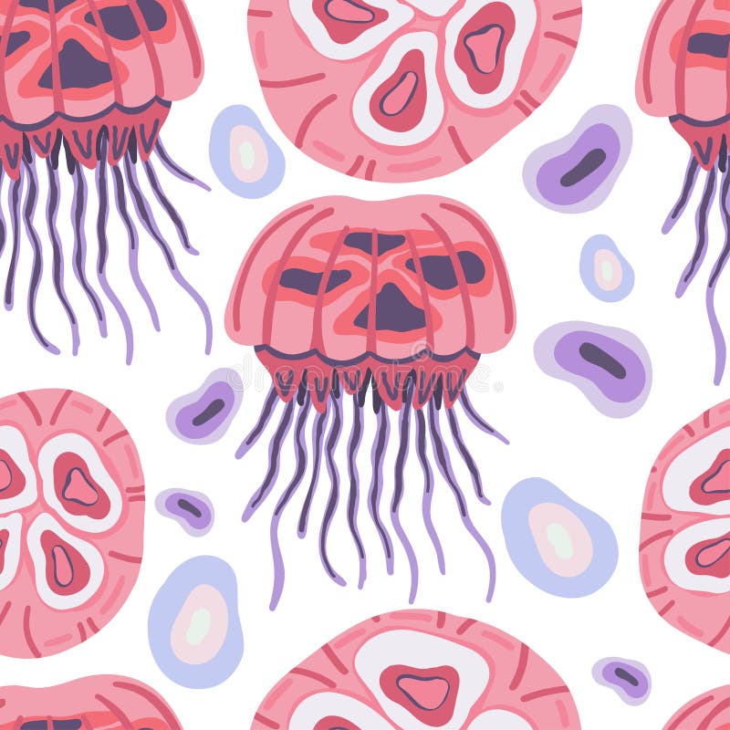 Jellyfish Seamless Pattern Flat Design Stock Vector - Illustration of ...