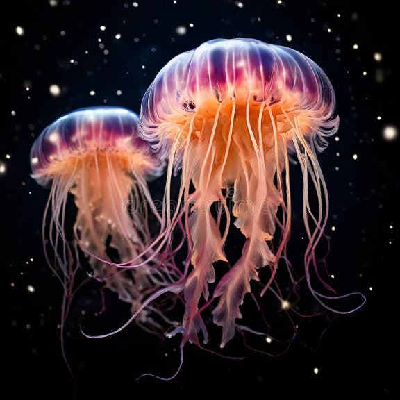 Jellyfish Shells Large Spherical Fireworks that Explod Stock Image ...