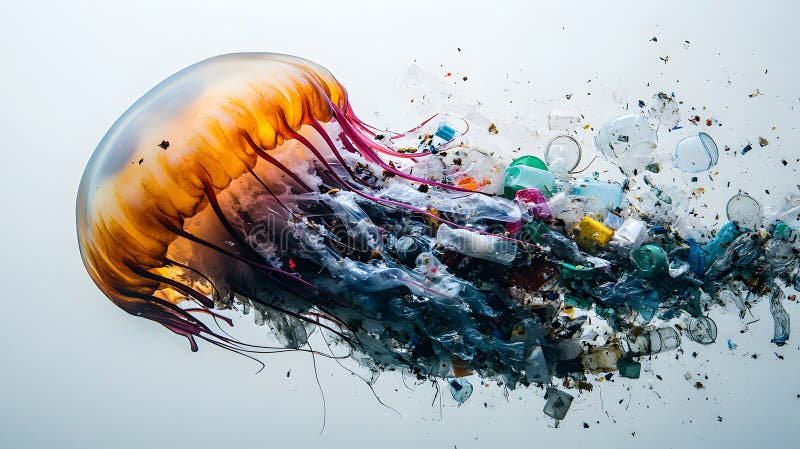 Jellyfish Surrounded by Plastic Debris Highlights Ocean Pollution in a ...