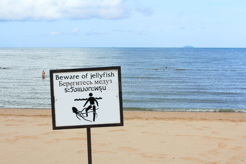 Jellyfish warning sign stock photo. Image of monster - 33961308