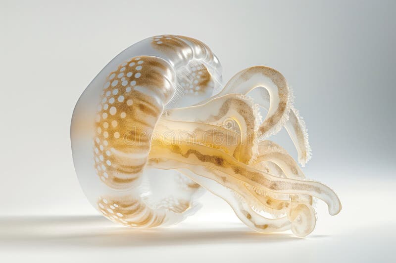 A Jellyfish with a White and Tan Shell Stock Photo - Image of swirl ...