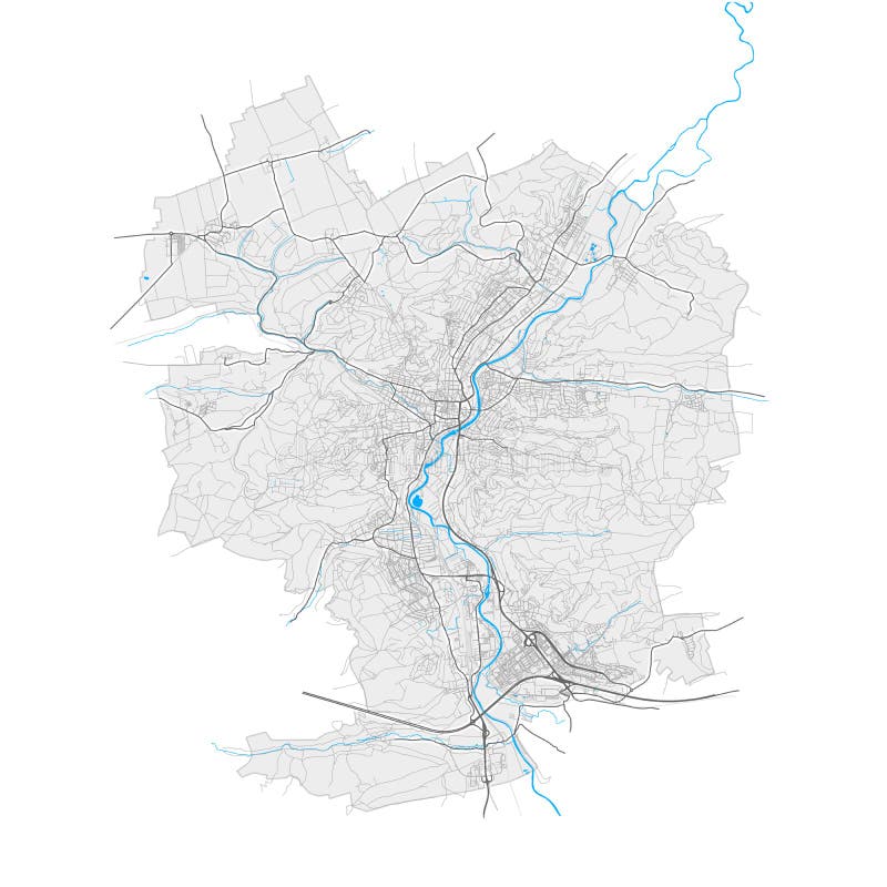 Jena, Germany Black and White High Resolution Vector Map Stock Vector ...