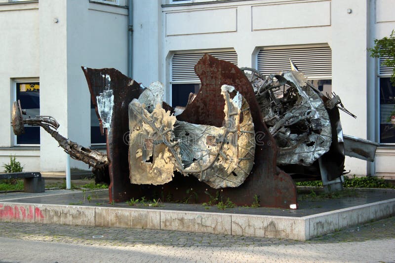 Jena, Germany - May 26, 2023: Sculpture Newburgh, by Frank Stella on ... Jena, Germany - May 26, 2023: Sculpture Newburgh, by Frank Stella on ...