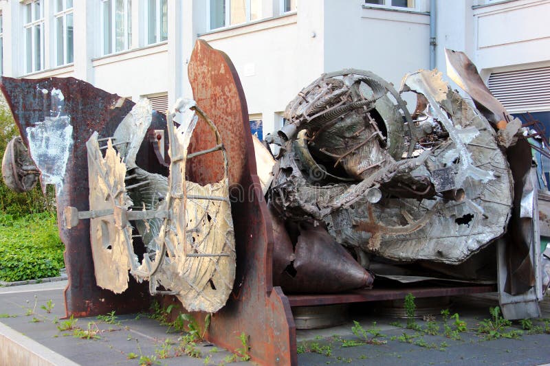 Jena, Germany - May 26, 2023: Sculpture Newburgh, by Frank Stella on ... Jena, Germany - May 26, 2023: Sculpture Newburgh, by Frank Stella on ...