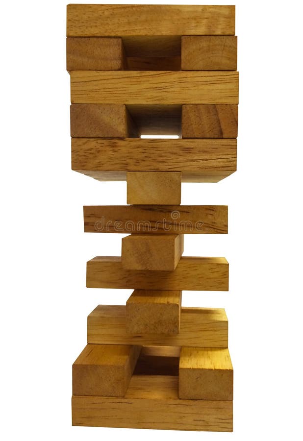 Jenga Game on White Background. Stock Image - Image of blocking, fall ...