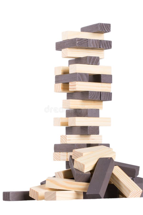 Jenga, Wood Blocks Stack Game on White Stock Image - Image of ...