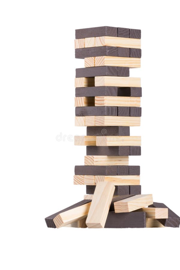 Jenga, Wood Blocks Stack Game on White Stock Photo - Image of child ...