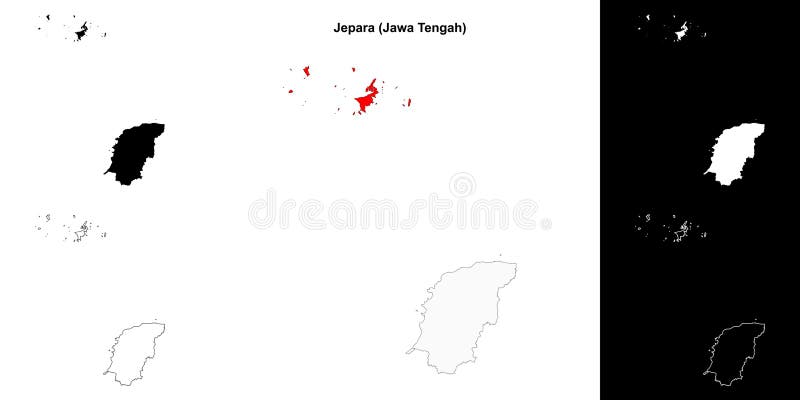 Jepara outline map stock vector. Illustration of contour - 356959707
