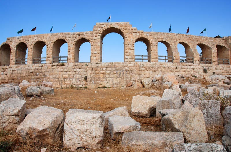 Jerash hippodrome exterior stock image. Image of ruins - 11789447