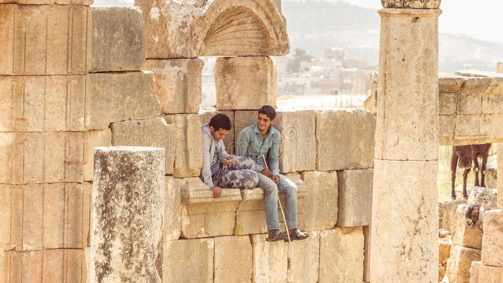 JERASH, JORDAN - APRIL 25, 2016: Goat Keepers Editorial Image - Image ...