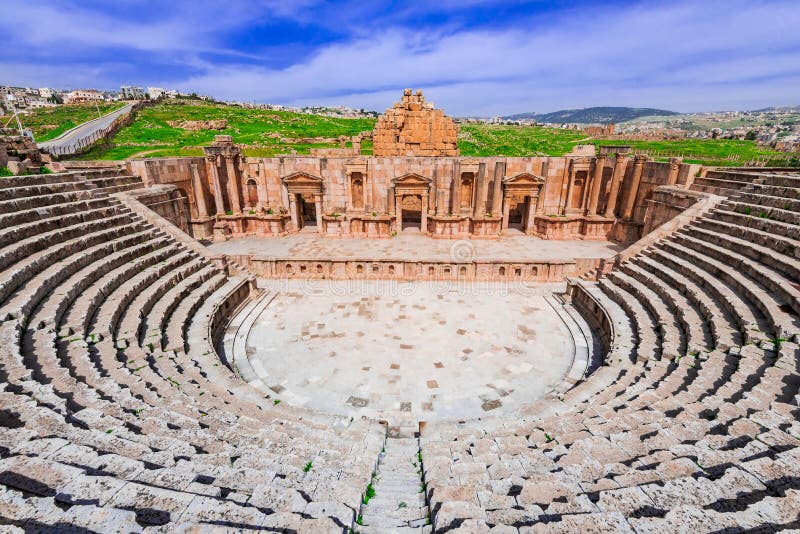Jerash, Jordan - Roman Theater Stock Photo - Image of gerasa ...