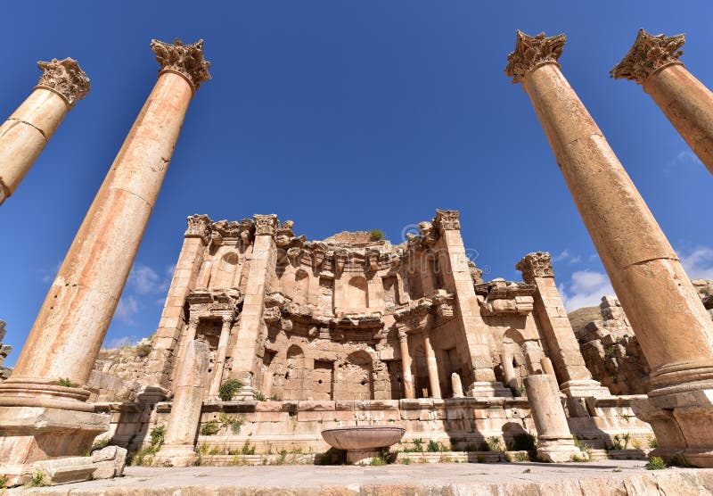 The Jerash nymphaeum stock photo. Image of historic, spring - 71707000