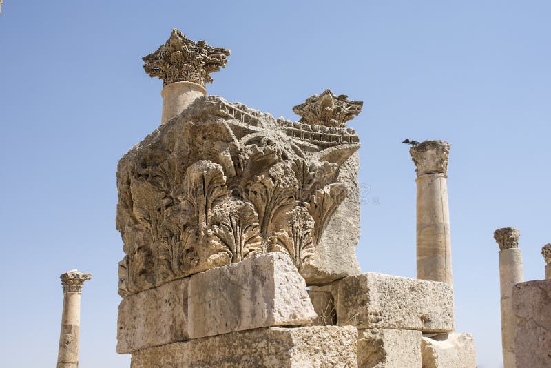 Jerash pillars stock image. Image of asia, ancience, arena - 85072575