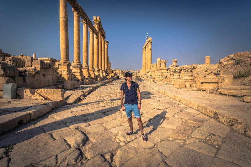 Jerash - September 29, 2018: Ancient Roman Ruins of Jerash, Jordan ...