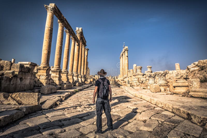 Jerash - September 29, 2018: Ancient Roman Ruins of Jerash, Jordan ...