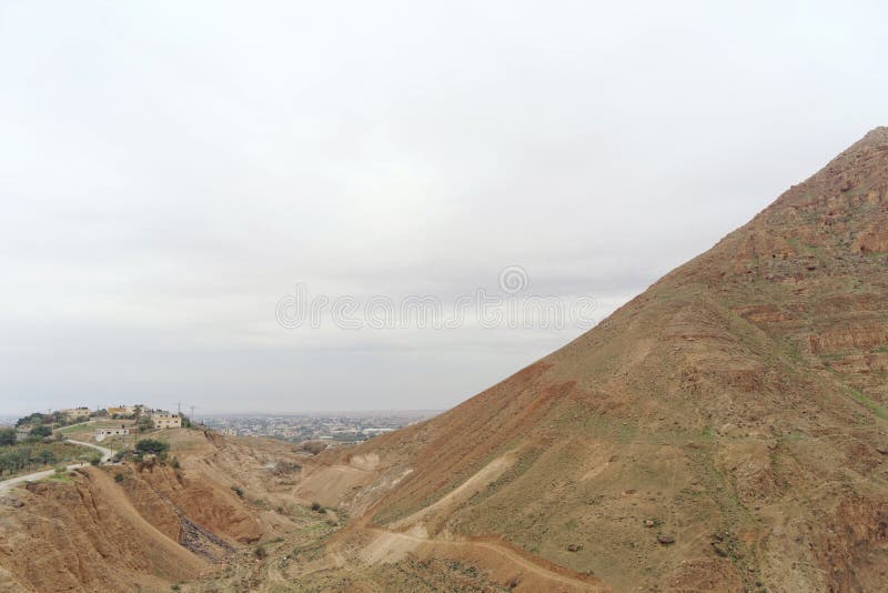Jericho, Israel. - February 16.2017. View from the Mount of Temptation ...