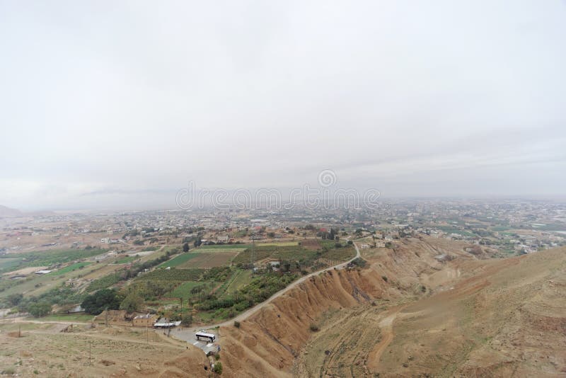 Jericho, Israel. - February 16.2017. View from the Mount of Temptation ...