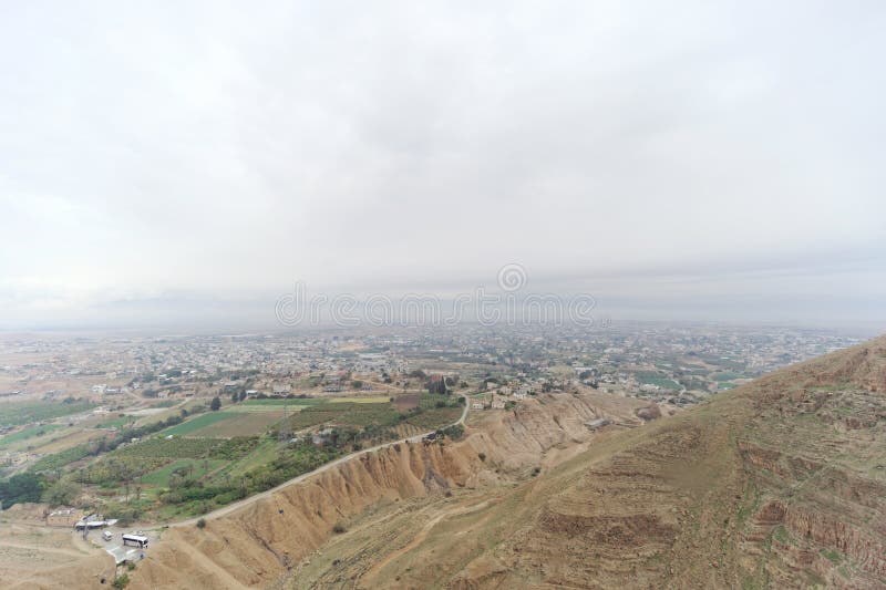 Jericho, Israel. - February 16.2017. View from the Mount of Temptation ...