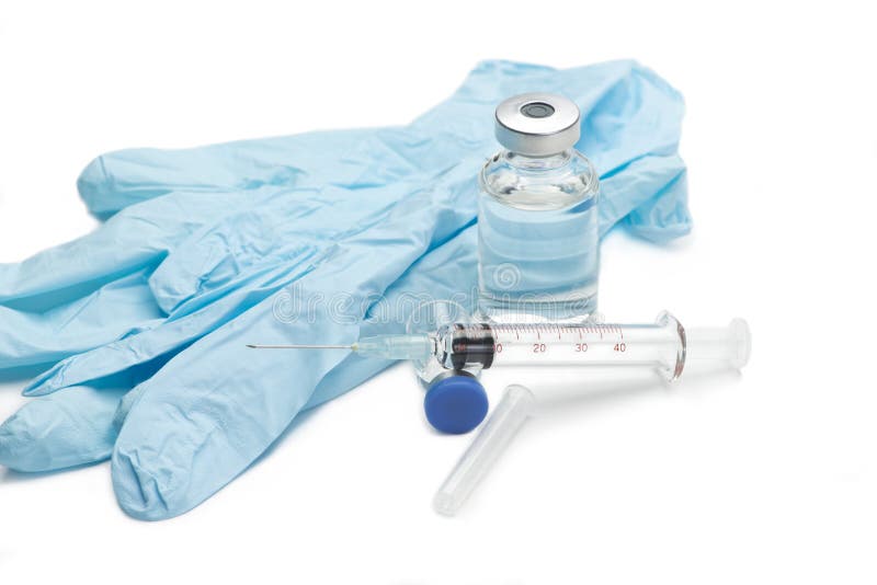 Jeringa, Guantes, Viales imagen de archivo. Imagen de frascos - 160323901