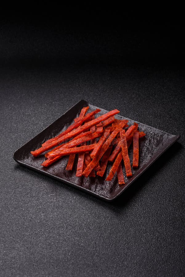 Jerky Dried Fish Sticks with Salt and Spices Stock Image - Image of ...