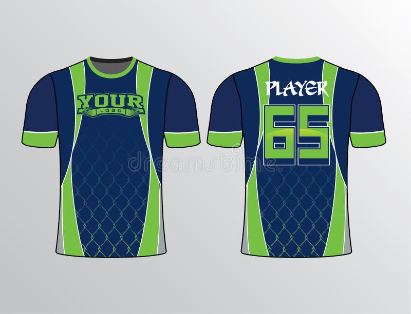 Blue Lime Filled with Barb Wire Cross Pattern Jersey Template Stock ...