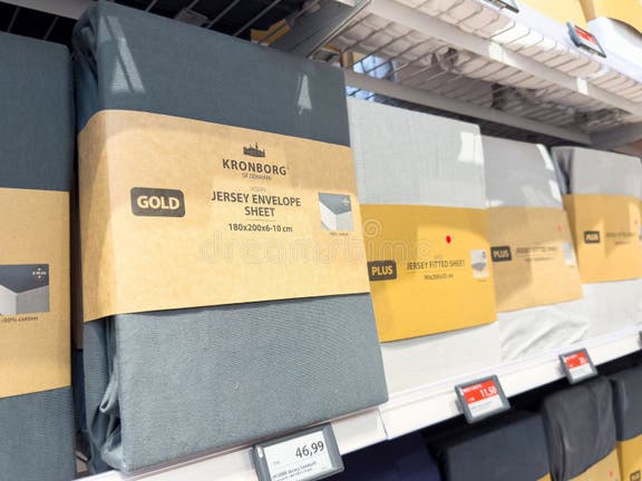 Jersey Envelope Bed Sheets Display on Store Shelf with Pricing ...