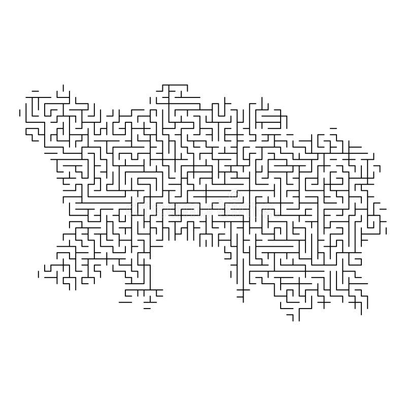 Jersey Map from Black Pattern of the Maze Grid. Vector Illustration ...
