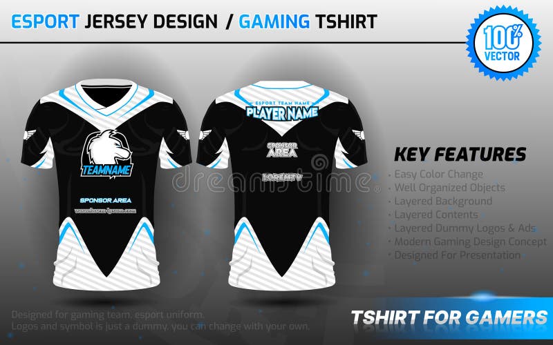 White and Black Uniform for Gamers Stock Vector - Illustration of ...